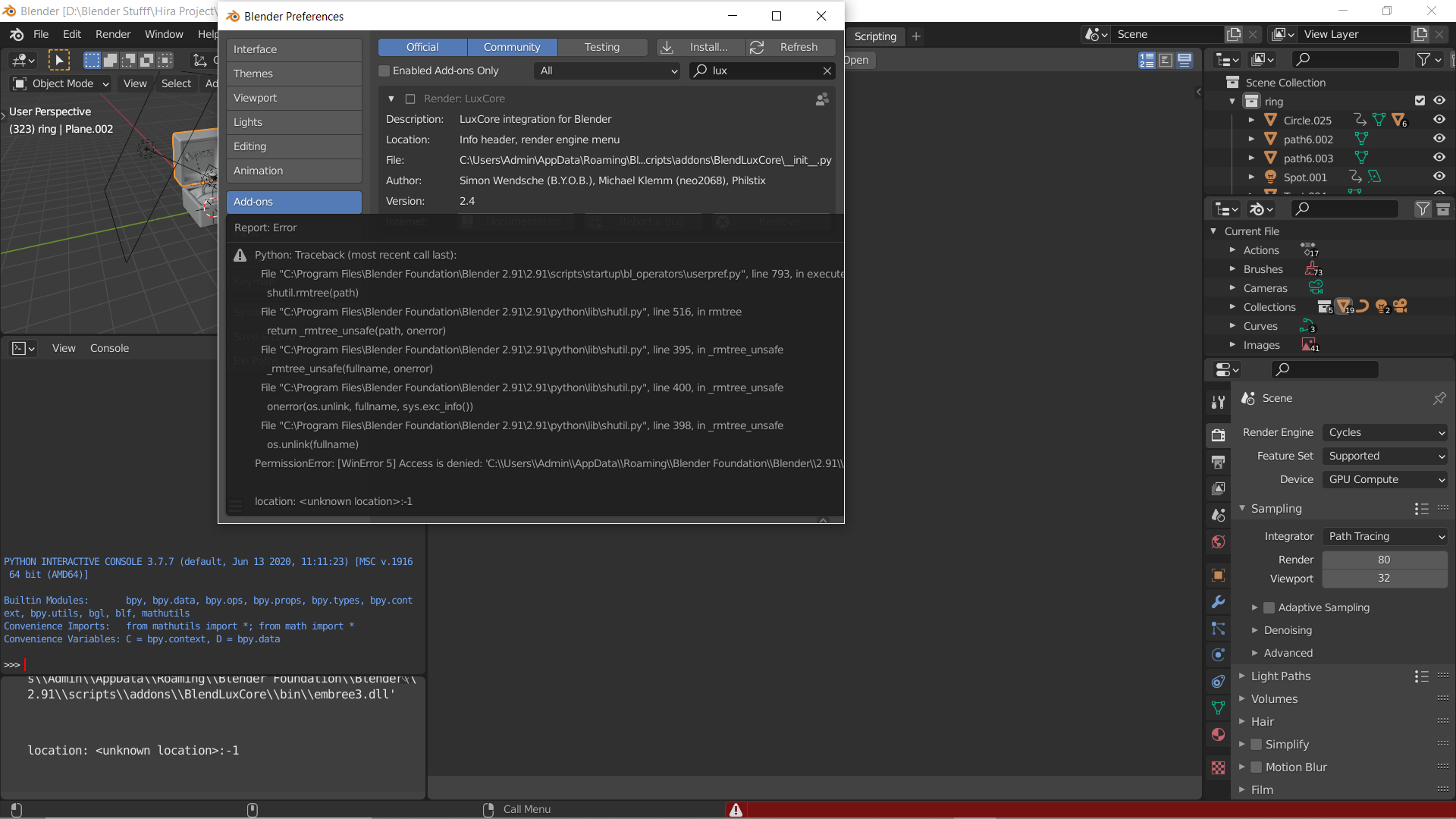 Can not remove or add this addon! · Issue #616 · LuxCoreRender/BlendLuxCore · GitHub