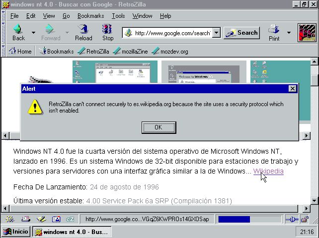 Alert: RetroZila can't connect securely to www.example_website.com because the site uses a ...