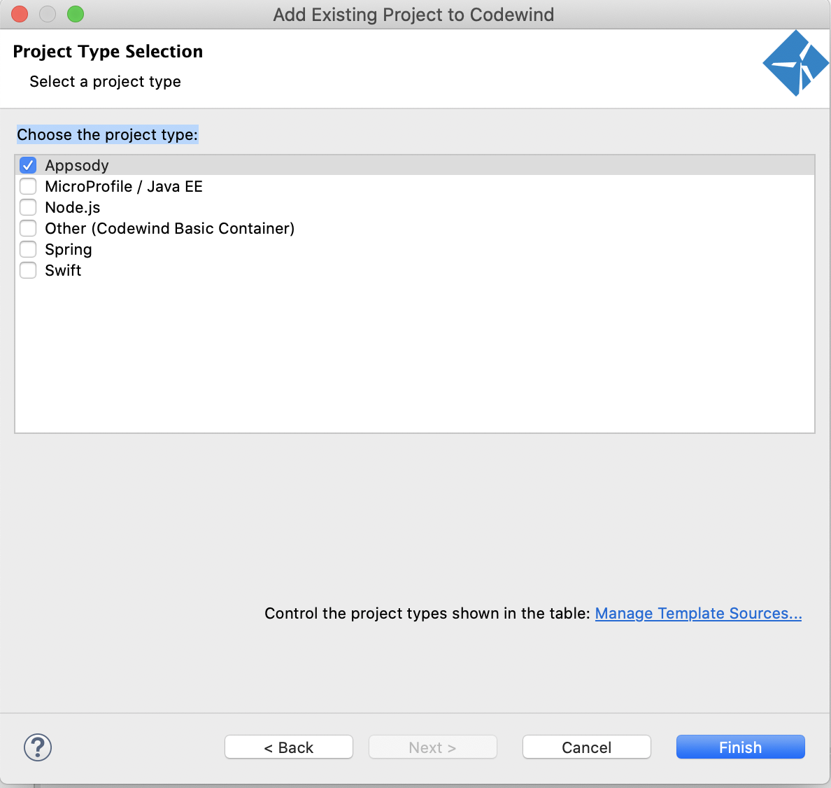 Eclipse Appsody Inconsistent Content In Project Type Selection Page Of The Project Bind 2629