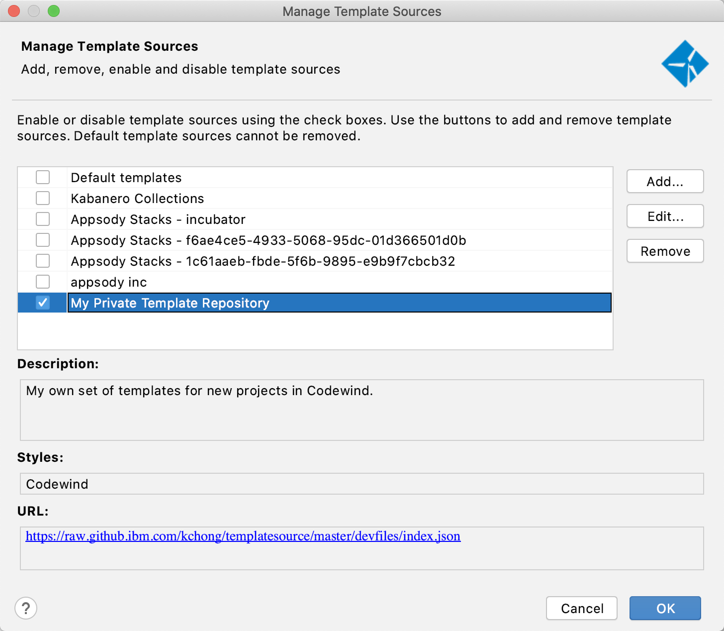 Intellij Manage Template Sources · Issue 985 · Eclipse Archivedcodewind · Github 