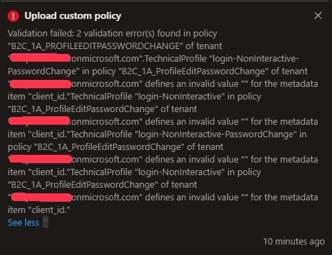 Cannot upload change password custom policy on B2C tenant · Issue #107064 · MicrosoftDocs/azure ...