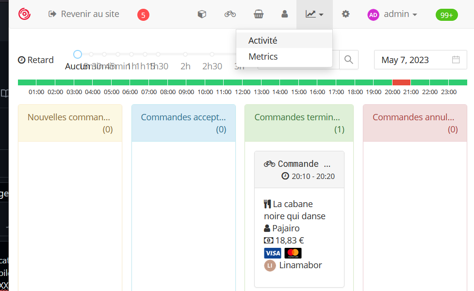 In order to better understand my restaurant collaborators' situation, as a dispatcher I want a ...