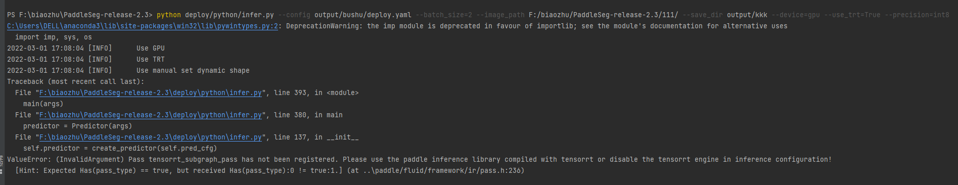 python部署时，遇到的报错，大佬们看看 · Issue #1819 · PaddlePaddle/PaddleSeg · GitHub