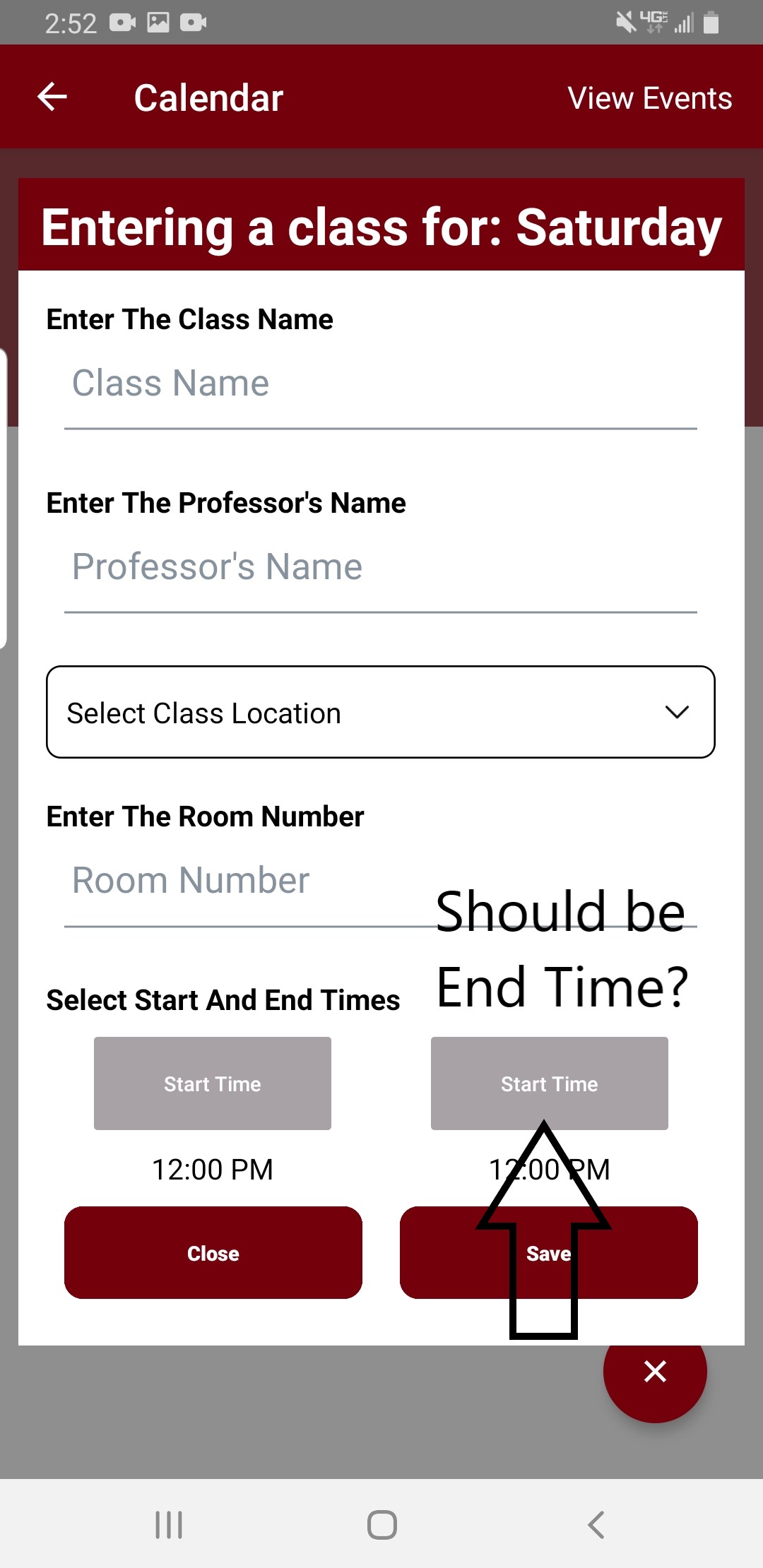 Select Start time and Start time · Issue #211 · SCCapstone/CampusConnect · GitHub
