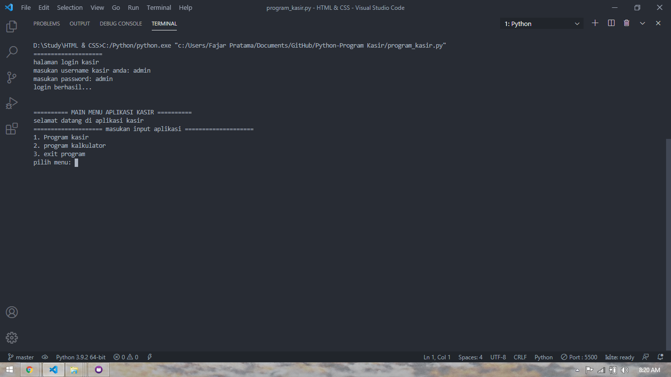 GitHub - fajar035/Python-Program-Kasir: Program kasir menggunakan Login untuk menggunakan fitur ...