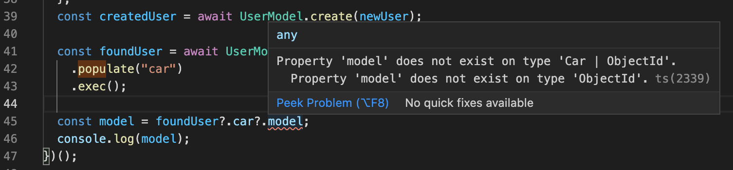 Populate function does not correctly derive property type · typegoose typegoose · Discussion ...