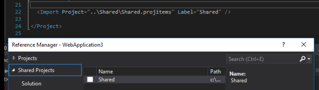 Add References Dialog shows referenced Shared Projects as Unselected · Issue #2916 · dotnet ...
