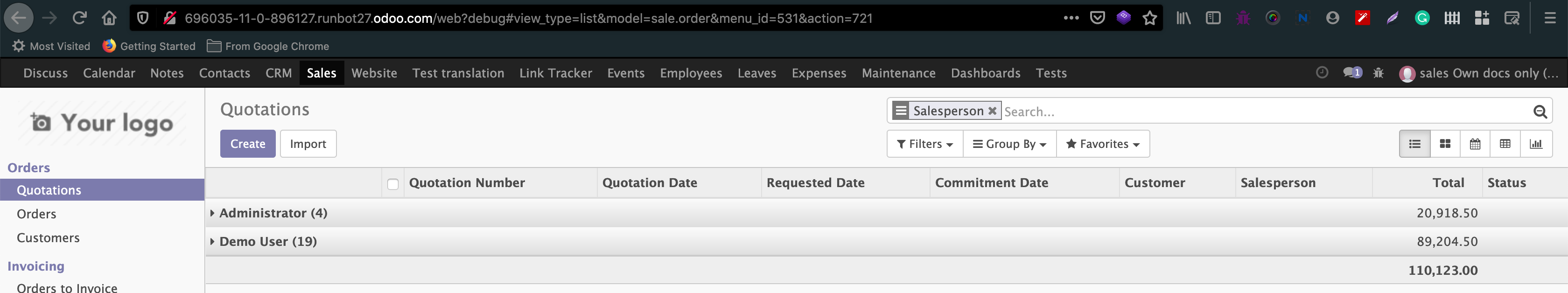 [11.0] Sales: User: Own Documents Only · Issue #40630 · odoo/odoo · GitHub