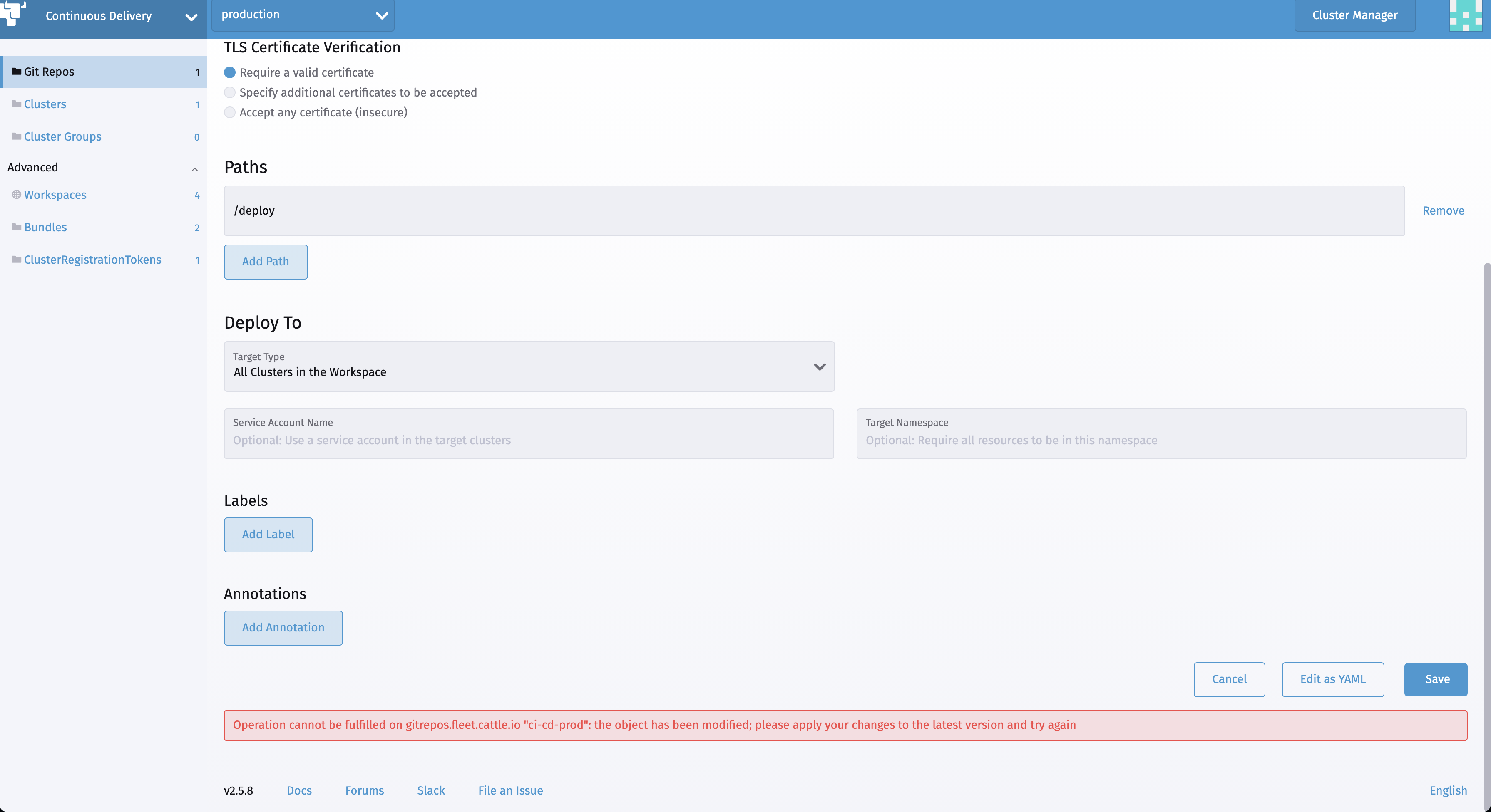 Operation cannot be fulfilled on gitrepos.fleet.cattle.io · Issue #32909 · rancher/rancher · GitHub
