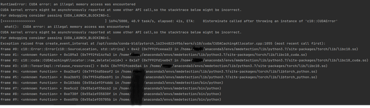 CUDA error: an illegal memory access was encountered · Issue #6307 · open-mmlab/mmdetection · GitHub