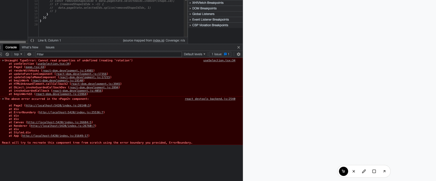 Bug Throw Error From Console When Erase The Shape From Page · Issue 336 · Tldrawtldraw V1