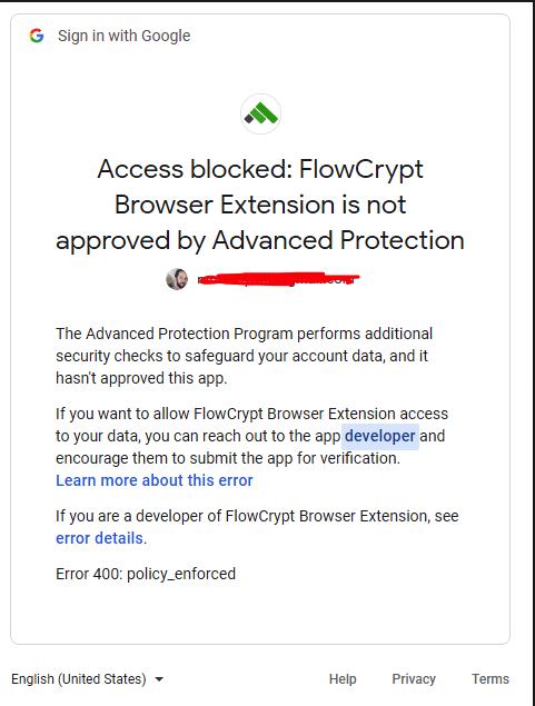 Google Login Advanced protection issue · Issue #4788 · FlowCrypt/flowcrypt-browser · GitHub