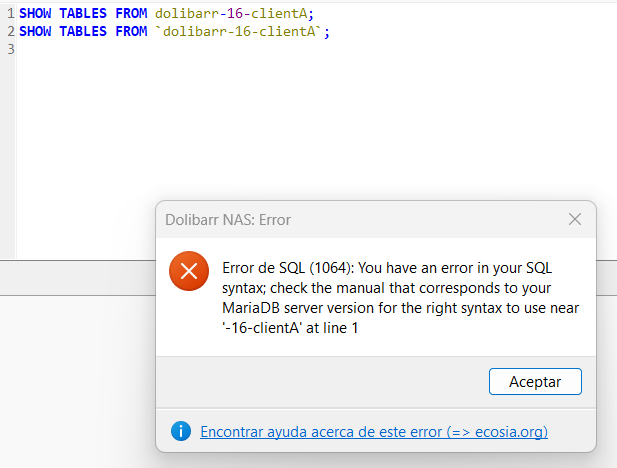 Can't repair database if database name has - (hyphen) · Issue #23643 · Dolibarr/dolibarr · GitHub