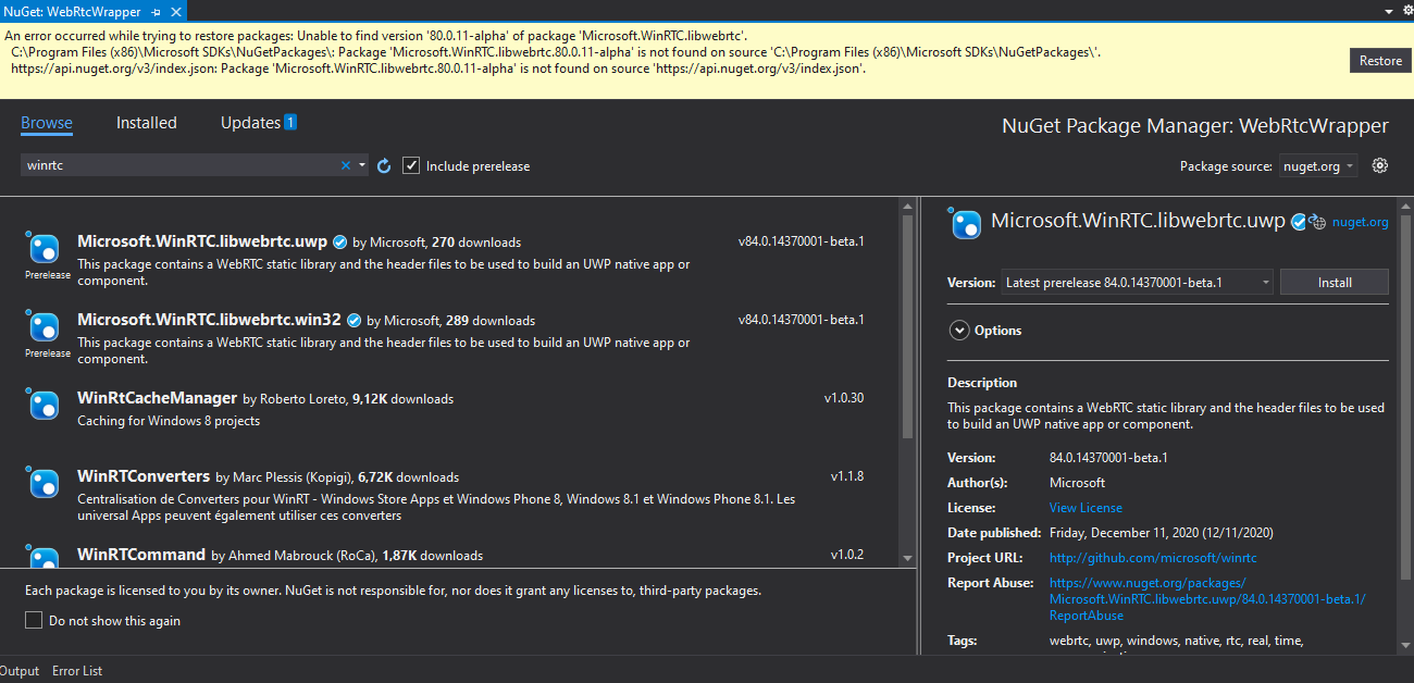 Question: [Is there any extra procedure required to restore the nuget package?] · Issue #120 ...