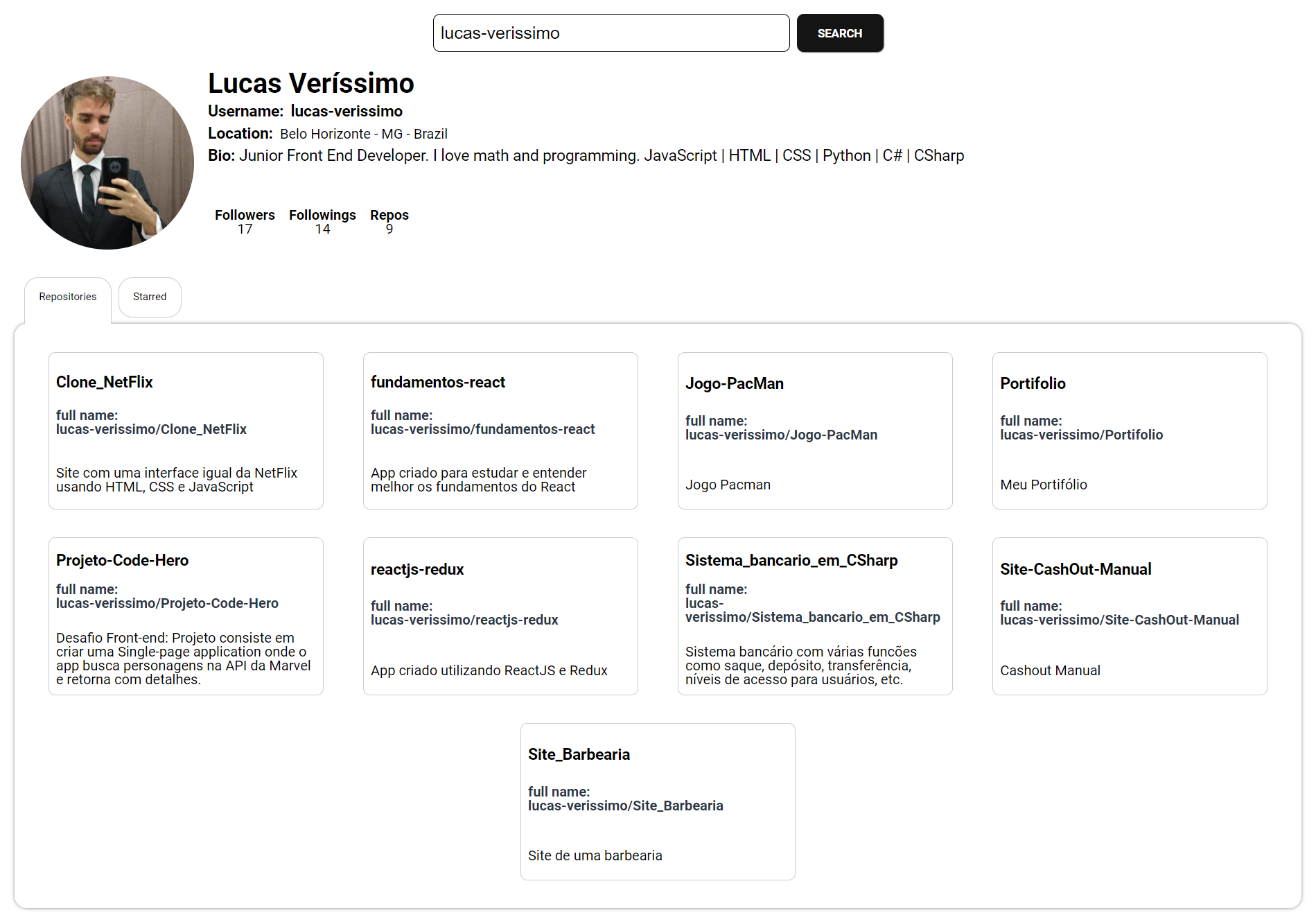 GitHub - lucas-verissimo/github-api-interface: github api app