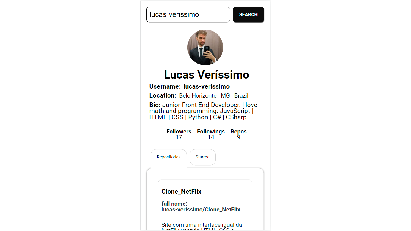 GitHub - lucas-verissimo/github-api-interface: github api app