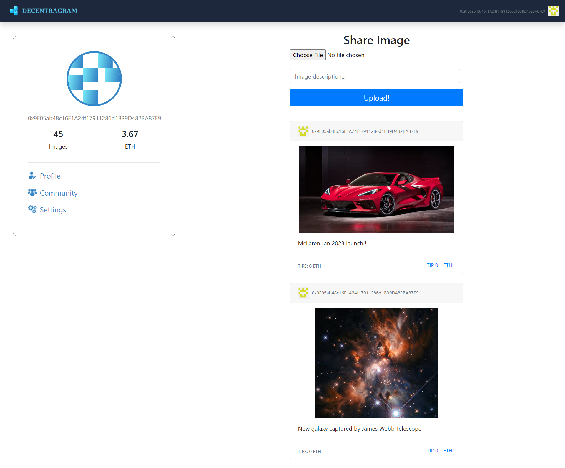 GitHub - TheHarshKadam/Decentragram: Decentragram is a Decentralized Instagram Clone developed ...