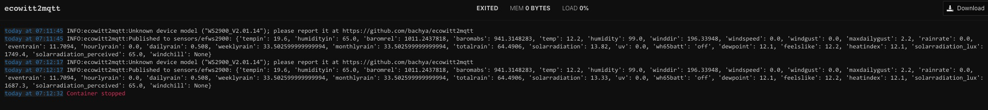 Unknown device model ("WS2900_V2.01.14") · Issue #67 · bachya/ecowitt2mqtt · GitHub
