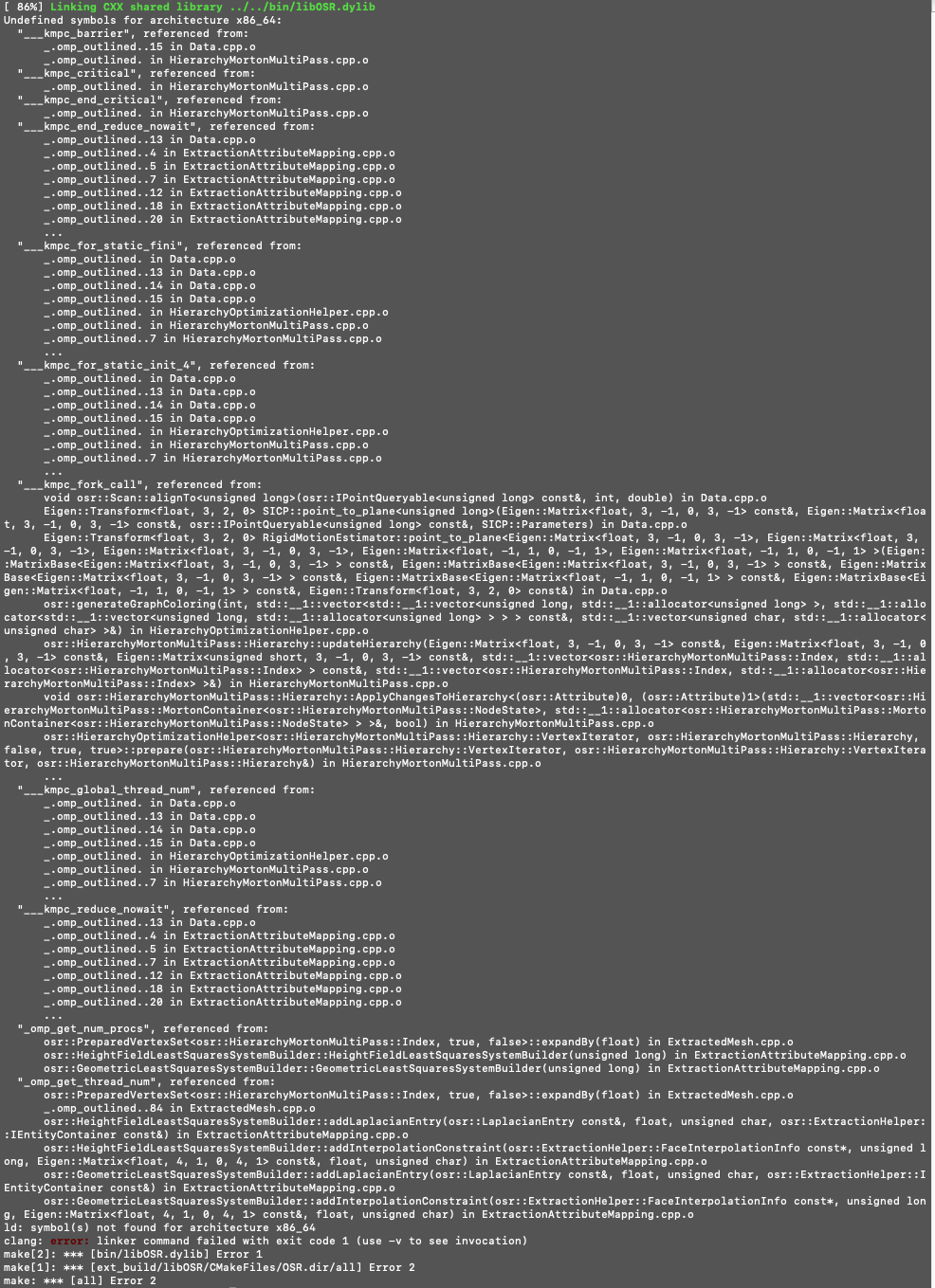 Linking Error For Libosrdylib · Issue 10 · Nschertleronlinesurfacereconstruction · Github