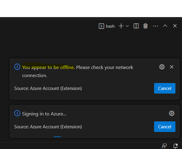 VSCode failed to Azure sign in and cannot open Azure Bash after latest ...