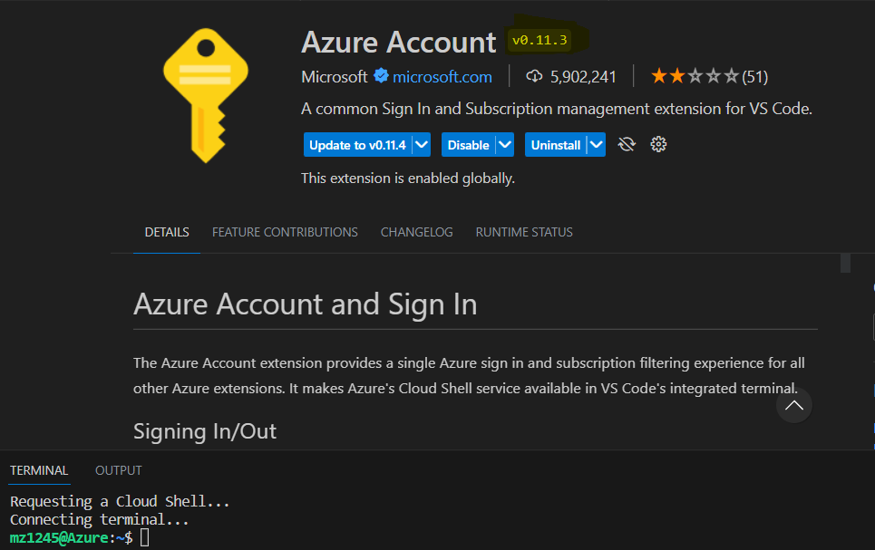 VSCode failed to Azure sign in and cannot open Azure Bash after latest ...