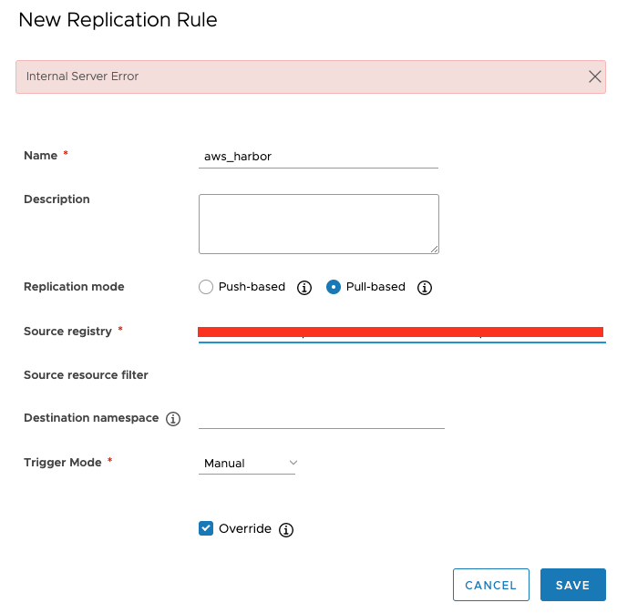 Cannot add a replication rule between two Harbor instances · Issue #14721 · goharbor/harbor · GitHub