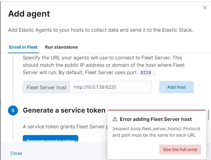[Fleet]: Fleet Server Host ip is not added under Settings when added from Add Agent flyout ...