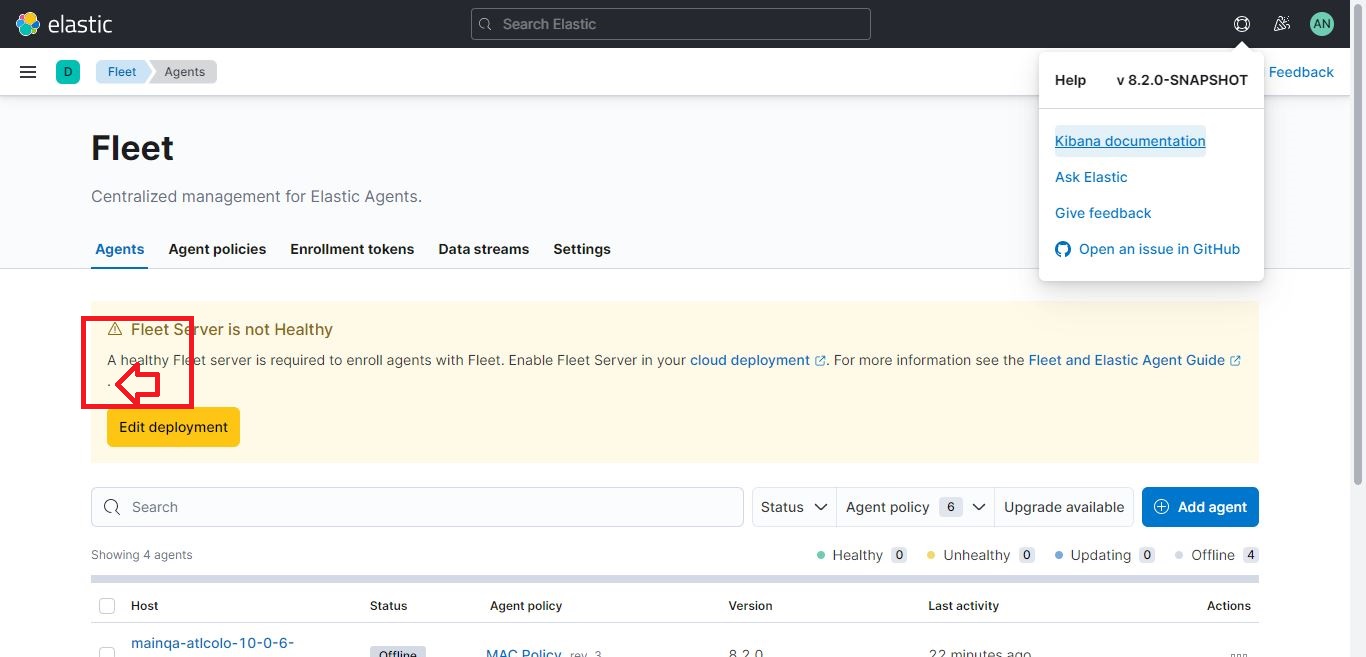 [Fleet]: Warning callout for unhealthy fleet server needs to be adjusted to get the full-stop in ...