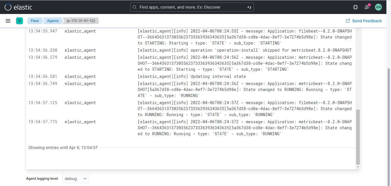 [Elastic-Agent]: No debug level logs generated under logs tab on ...