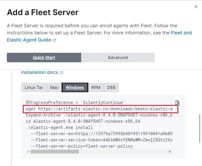 [fleet] `wget` Command Not Updated For Windows Platform Fleet Server Installation · Issue