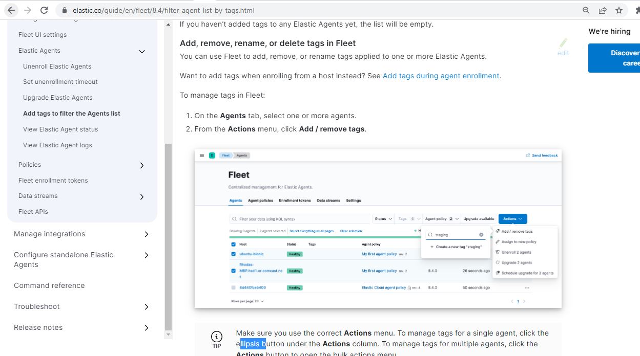 [Request] Add Fleet documentation about managing agent tags · Issue #1978 · elastic ...