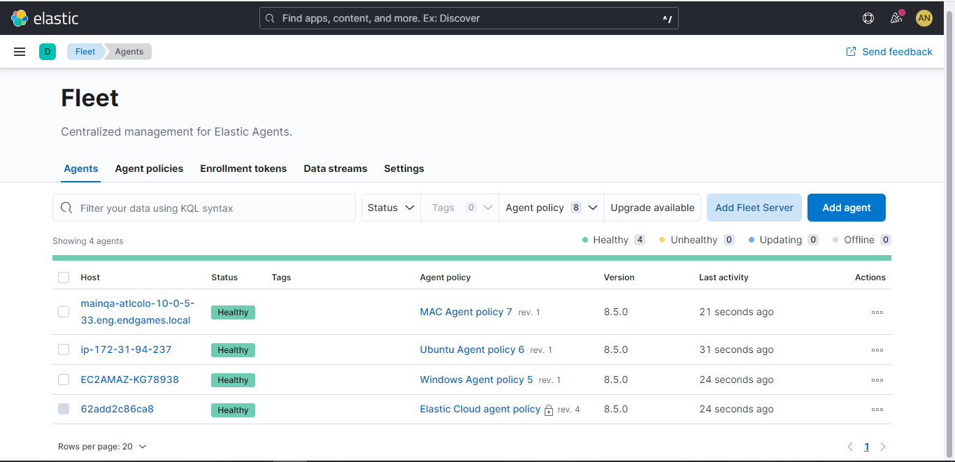 [Fleet]: Data under data streams tab not generating after sometime of agent installation ...