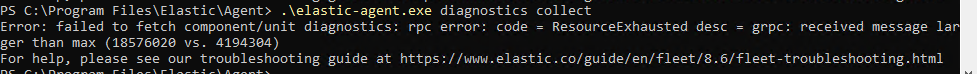 Agent diagnostics size can exceed the default gRPC maximum message size · Issue #1715 · elastic ...