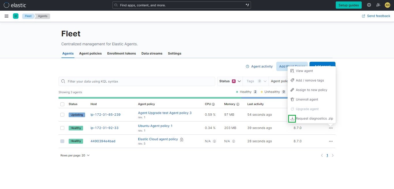 [Fleet]: Wrong icon for `Request diagnostics` option under Agents>Bulk actions. · Issue #150536 ...