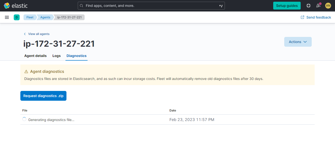 [Fleet]: Request diagnostics for lower version agents is not disabled. · Issue #152061 · elastic ...