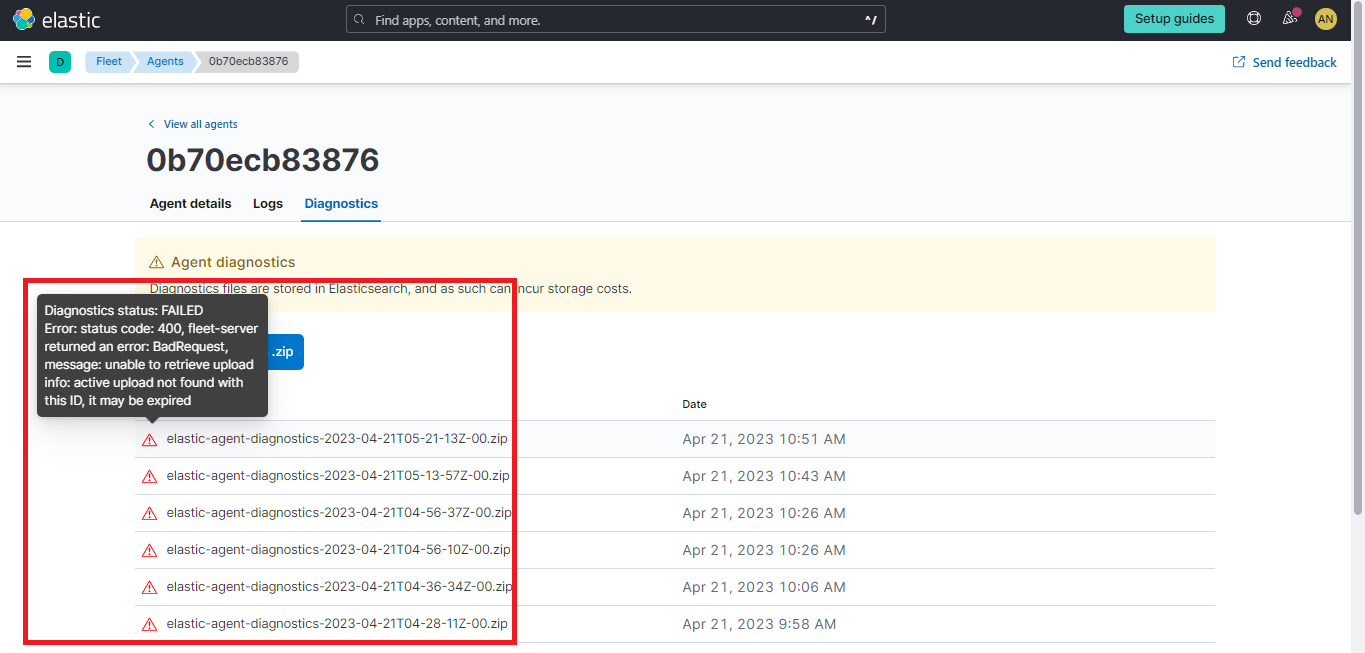 [Fleet]: Agent diagnostics failed for Hosted fleet server under Diagnostics tab. · Issue #155483 ...