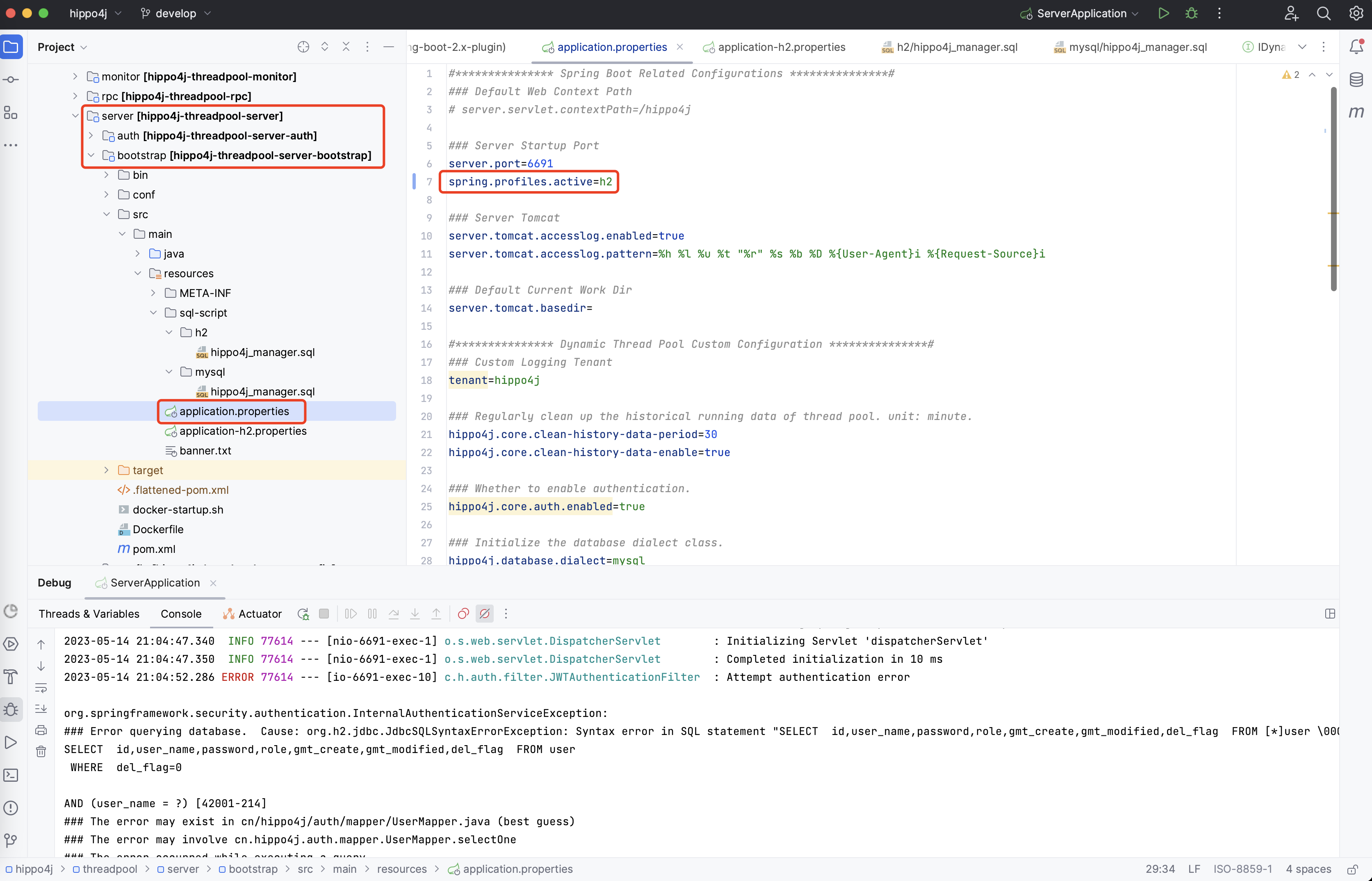 Server mode H2 database usage error · Issue #1274 · opengoofy/hippo4j · GitHub