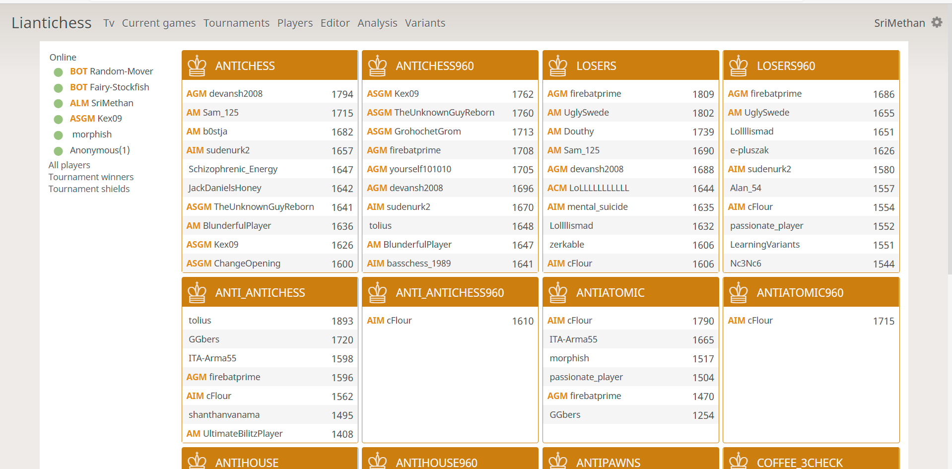 issue in lederboard · Issue #28 · SriMethan/liantichess · GitHub