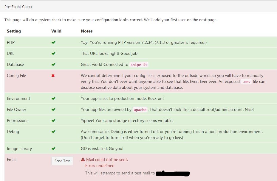 Cannot send mail with a new install · Issue #9004 · snipe/snipe-it · GitHub