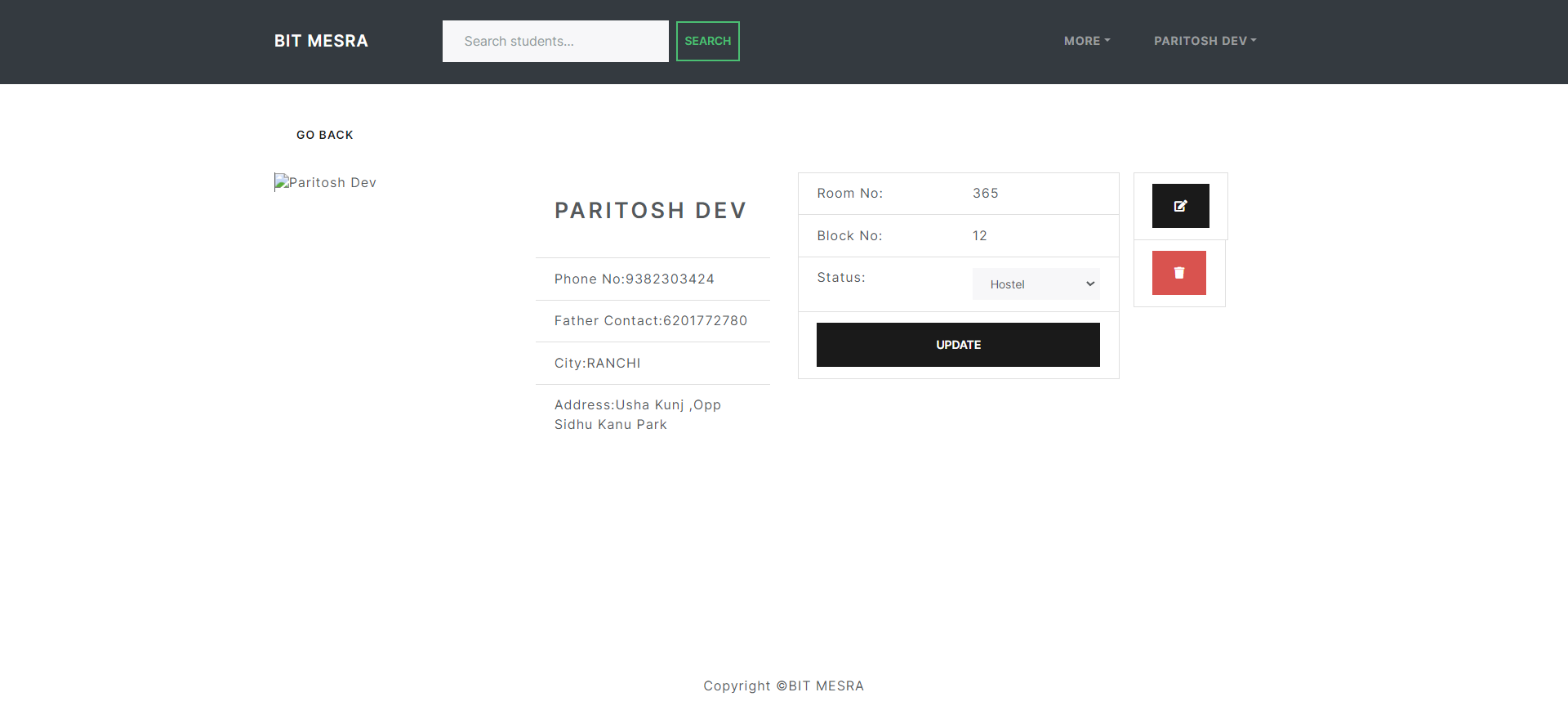 GitHub - sarthak107/Hostel-management: Web app to track students where they are and note the ...