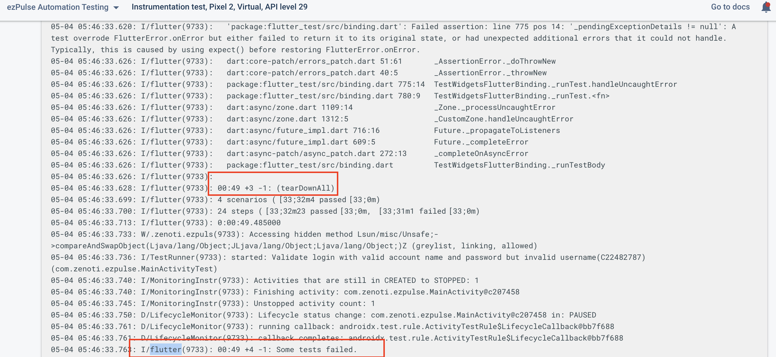 Failed tests are not appearing in the result summary on Test Lab ...