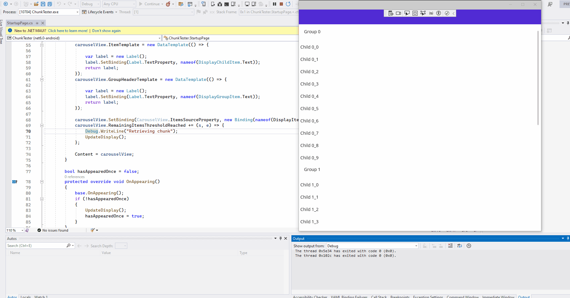 Grouped CollectionView lazy loading does not trigger [RemainingItemsThresholdReached] on iOS and ...