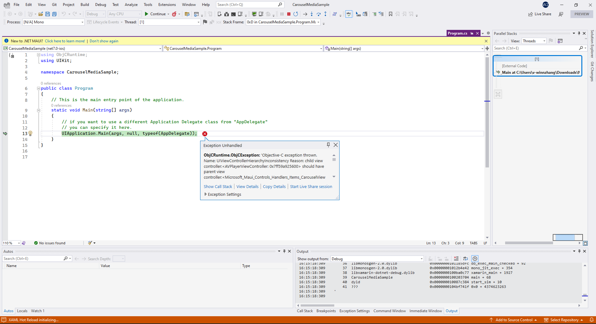 Ios Crash Carouselview Has Mediaelement In Itemtemplate · Issue 14417 · Dotnet Maui · Github
