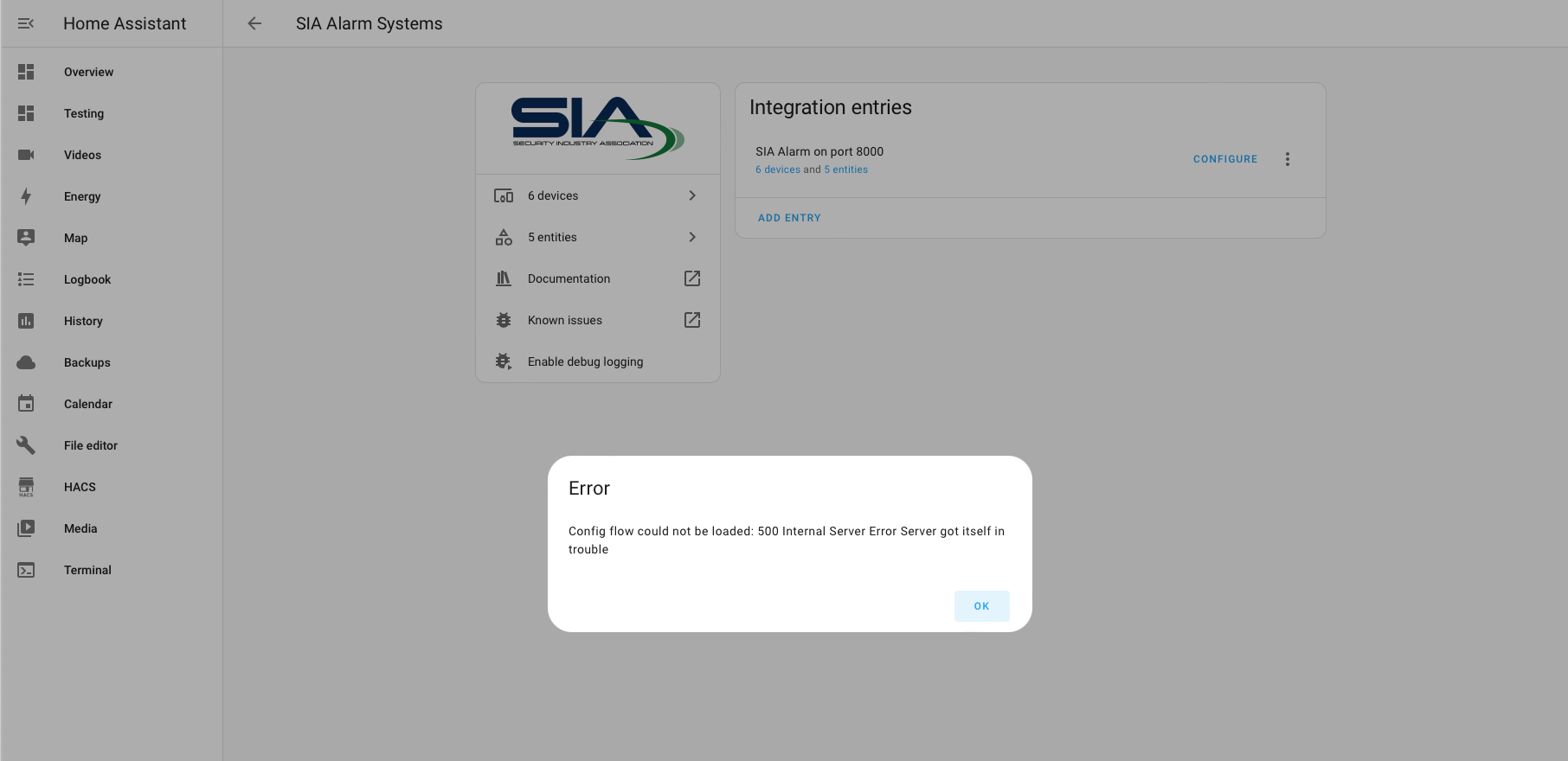 SIA integration stopped working and throws 500 error · Issue #94458 · home-assistant/core · GitHub