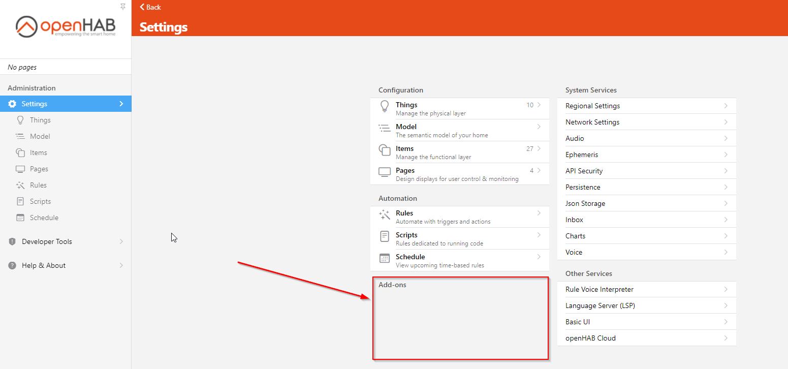 OH3 - Addons section suddenly dissapeared · Issue #802 · openhab/openhab-webui · GitHub