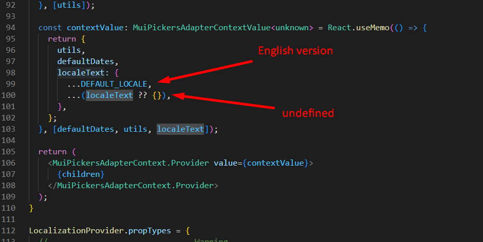 [pickers] LocalizationProvider and Theme not changing · Issue #6455 · mui/mui-x · GitHub