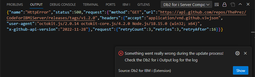Db2 for i Server Component update error · Issue #149 · halcyon-tech ...