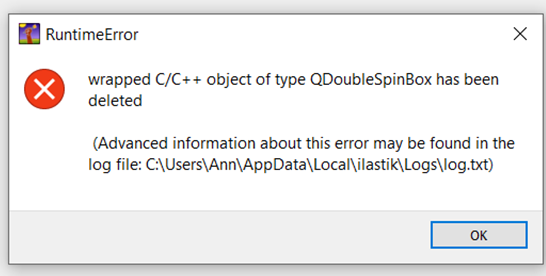 Unable to save or reopen object classification file: RuntimeError: wrapped C/C++ object of type ...