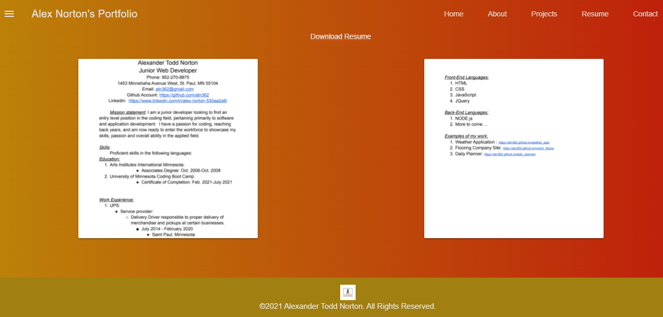 GitHub - atn362/myportfolio: React.js project, used to create a portfolio utilizing the JSX ...