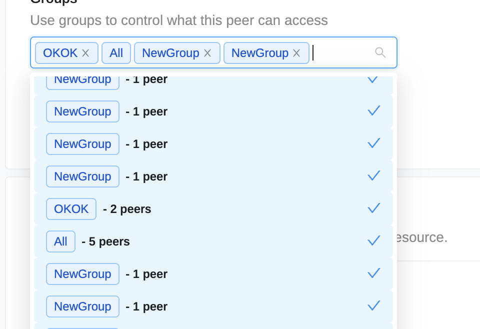 Remove group duplication on select view · Issue #234 · netbirdio/dashboard · GitHub